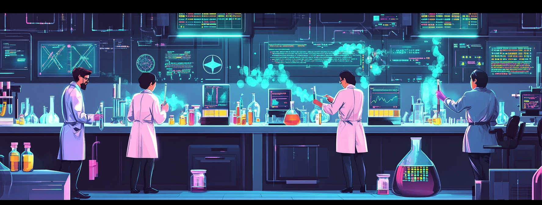 scientists mixing vials – Vectorize