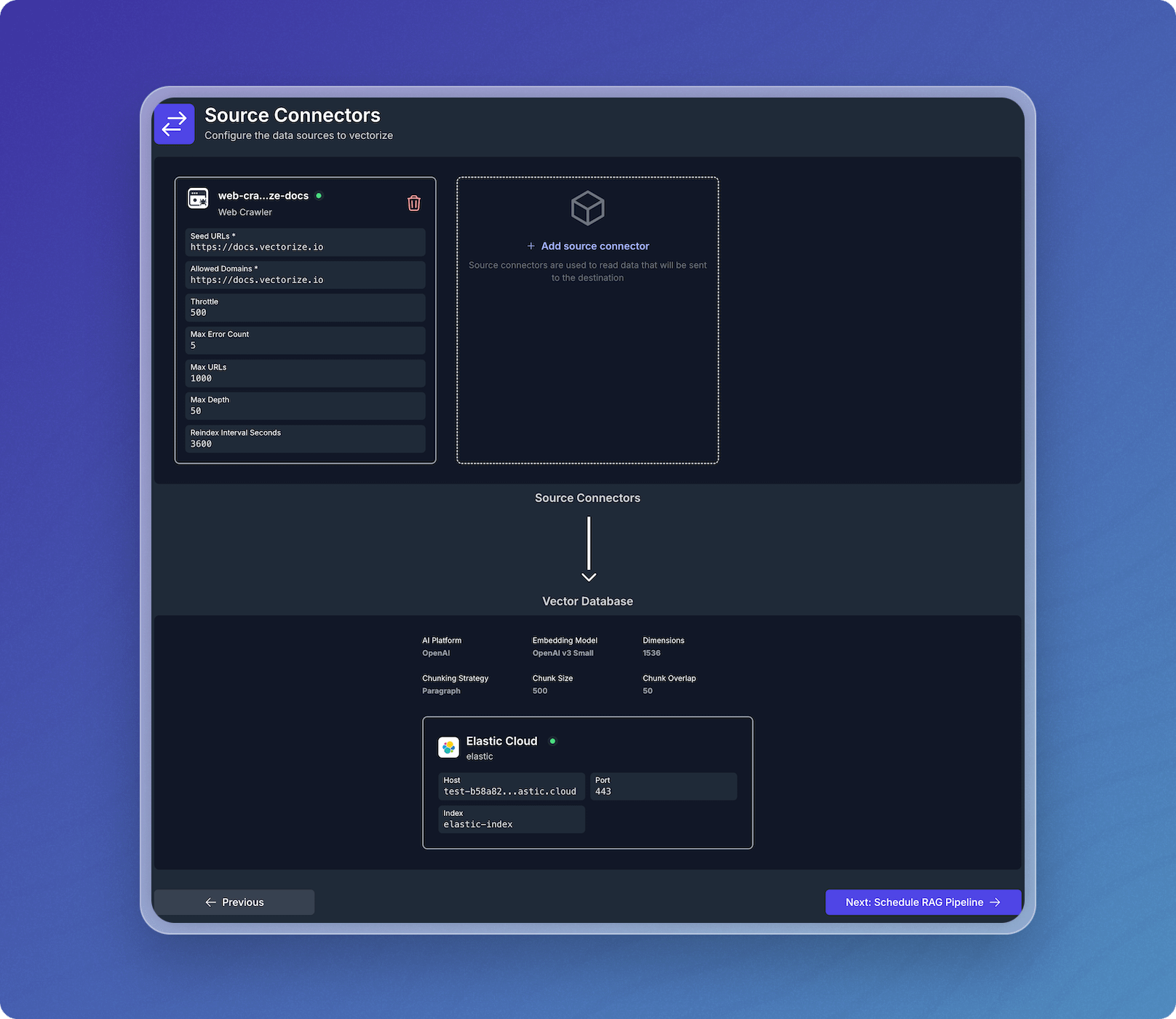 Create RAG Pipeline – Vectorize