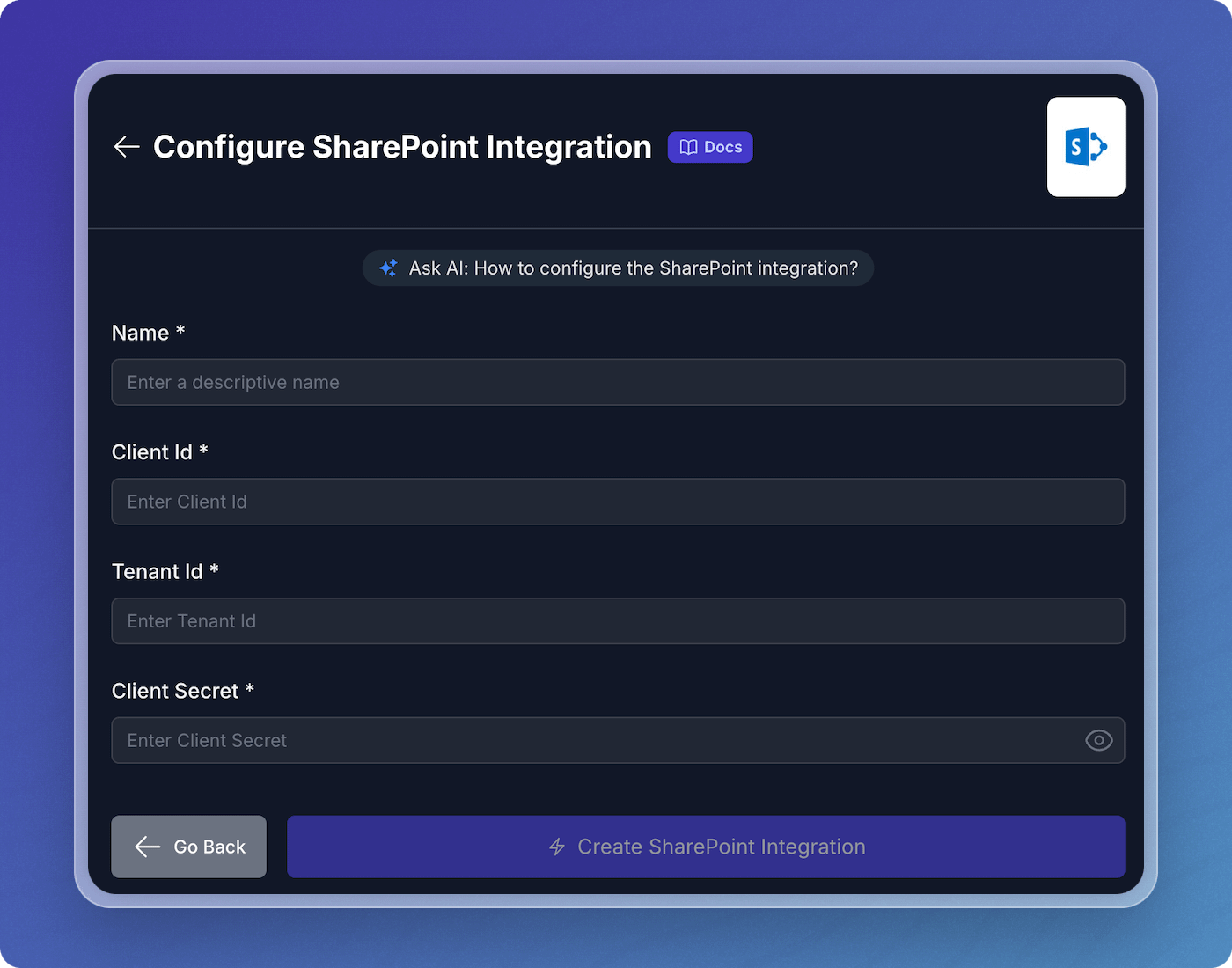 Configure SharePoint connector – Vectorize