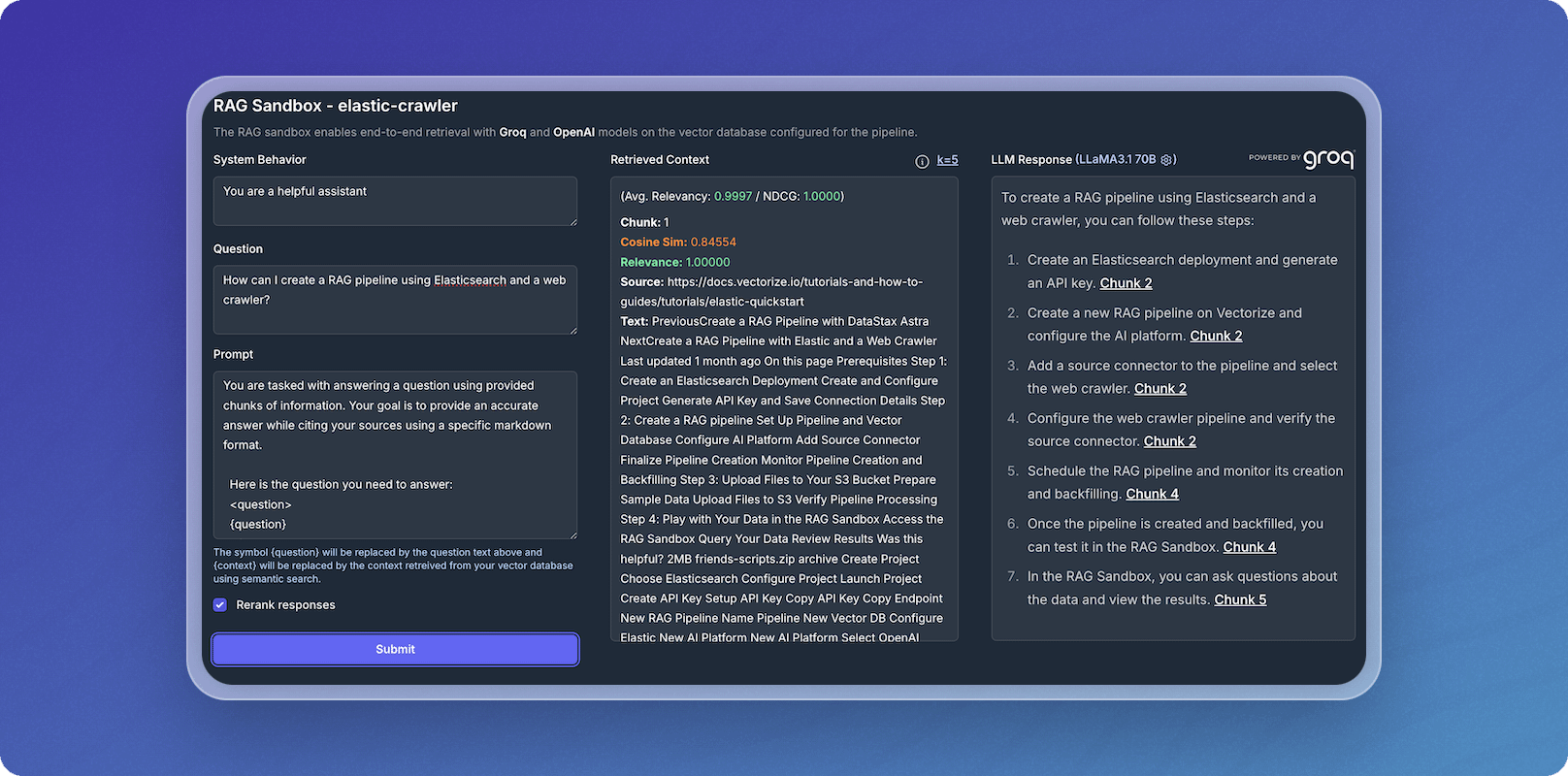 RAG Sandbox – Vectorize